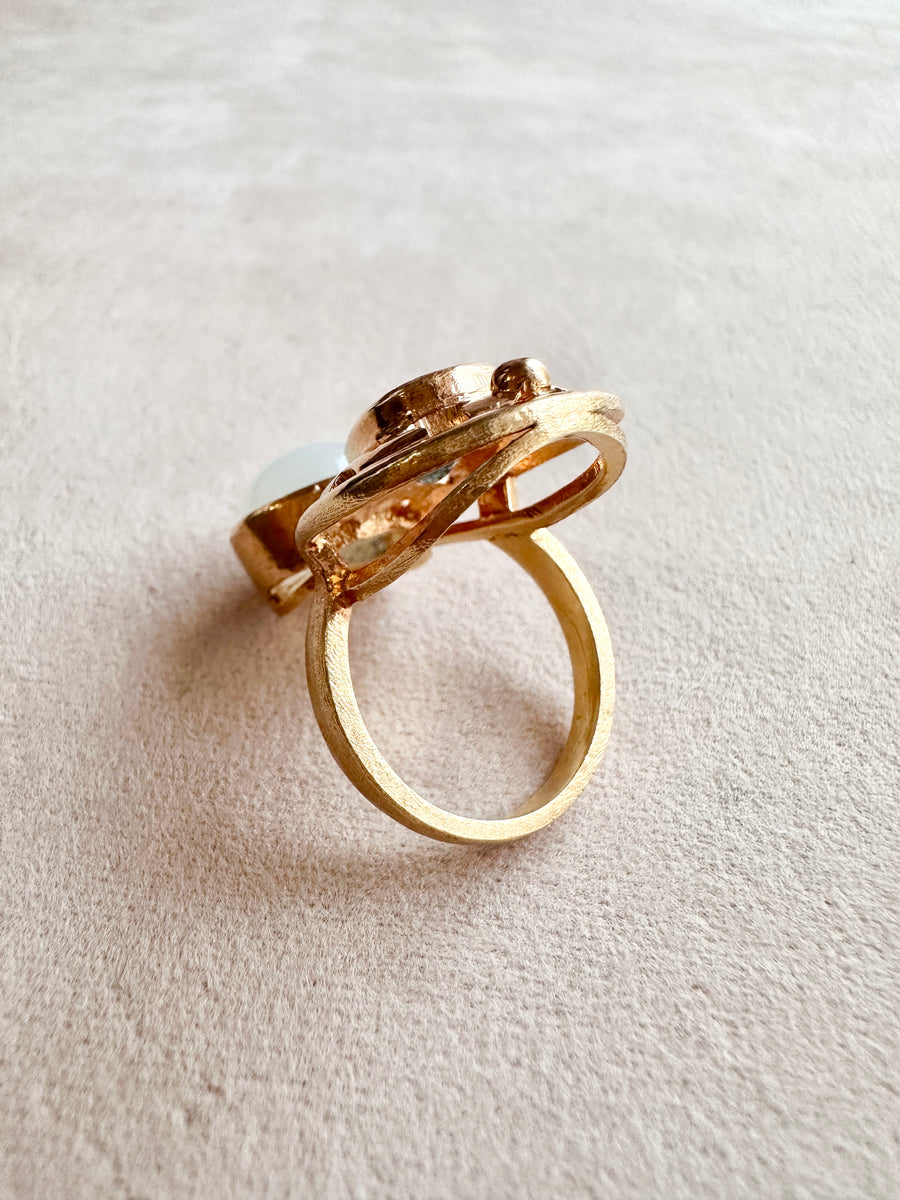 【VM】PEACOCK DANCE RING Moon stone,Aquamarine #10-6 – Pahi AMULET