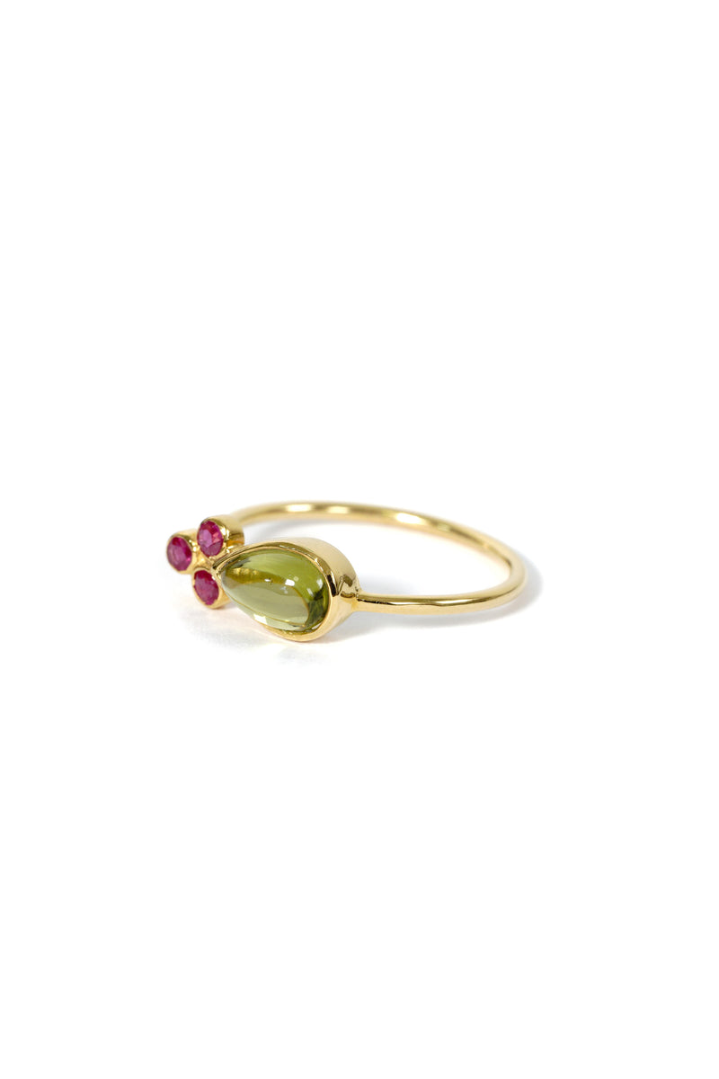 【K18】MANGO LEAF RING Peridot, Ruby – Pahi AMULET